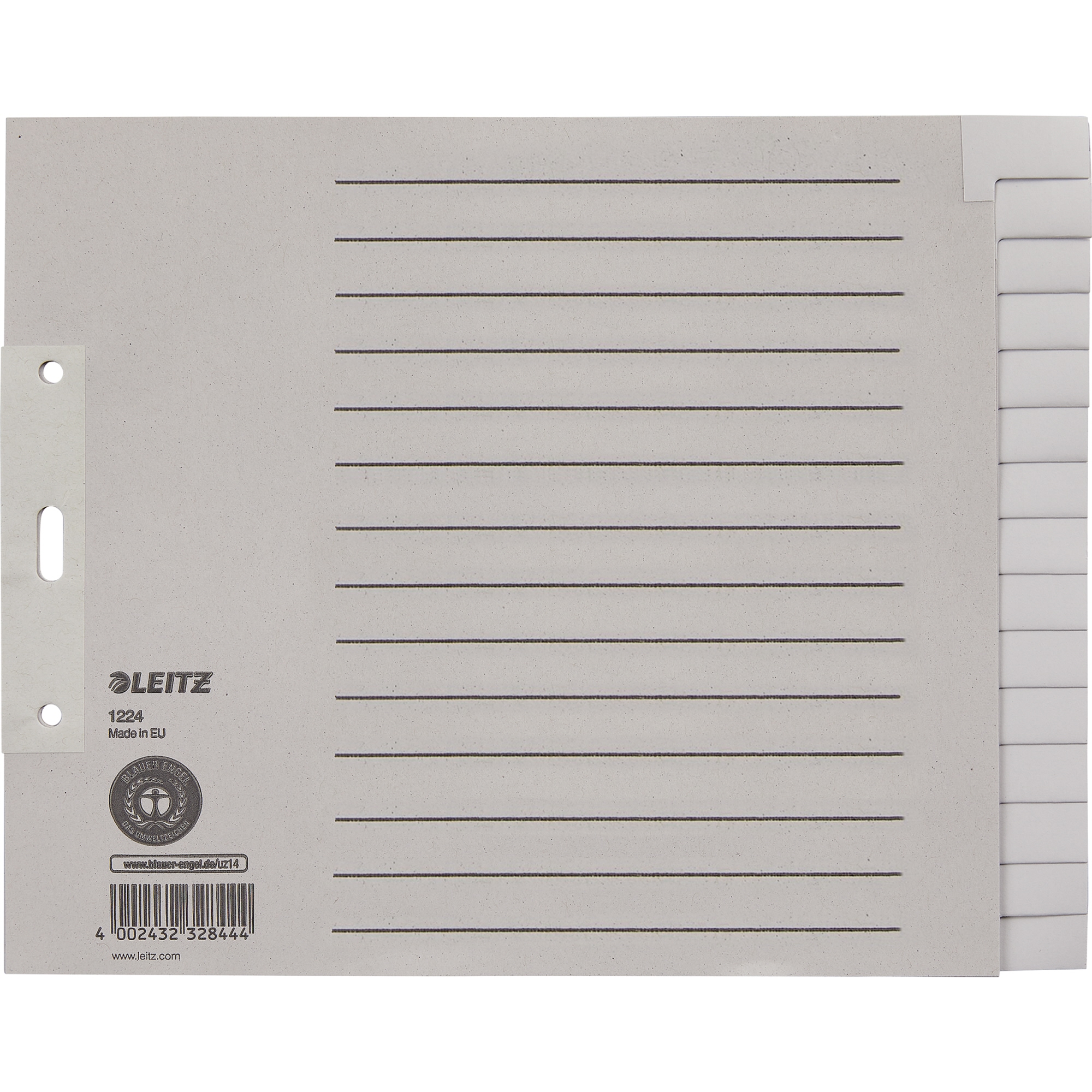 Leitz Register 12240085 blanko DIN A4 15teilig Papier grau | 121018280
